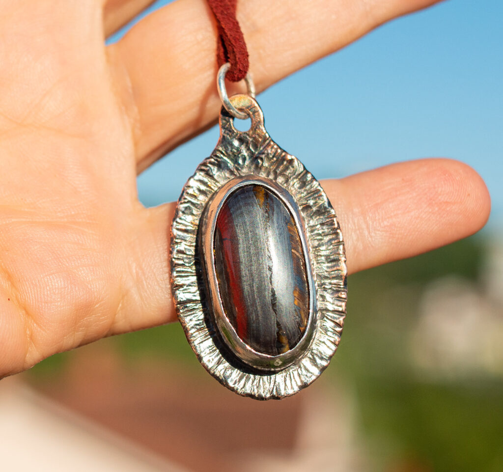 Tiger Eye Copper and Silver Amulet – Om Momo